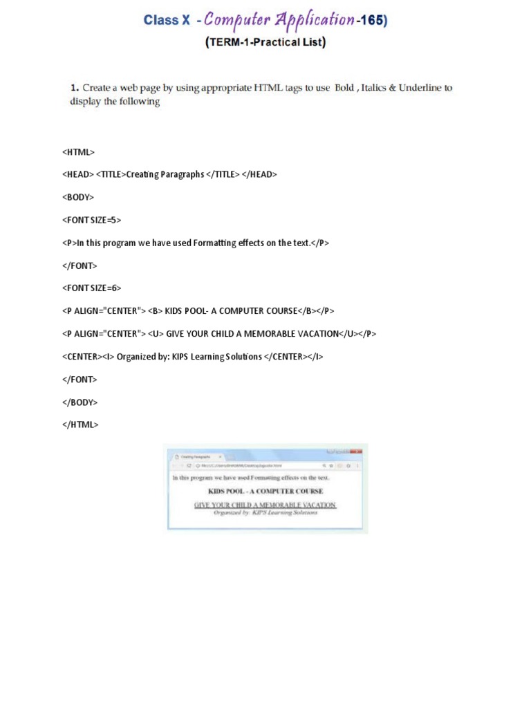 Aarav Salian Roll No-3 X-A Term 1 Practical List | PDF | Computers