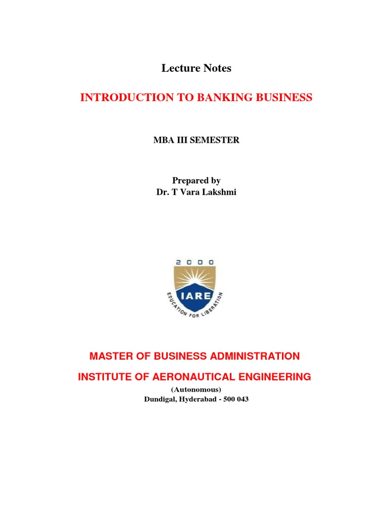 Iare Birm Lecture Notes | PDF | Banks | Reserve Bank Of India Iare Birm Lecture Notes | PDF | Banks | Reserve Bank Of India