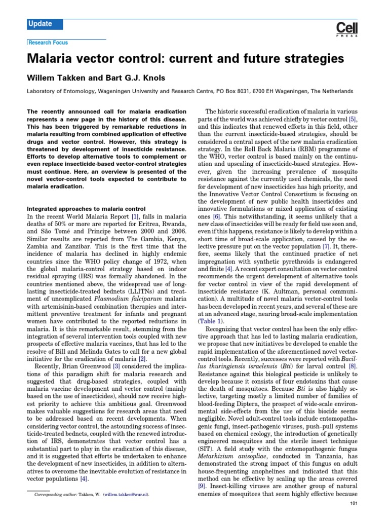Malaria Vector Control Current and Future Strategies | PDF | Malaria ...