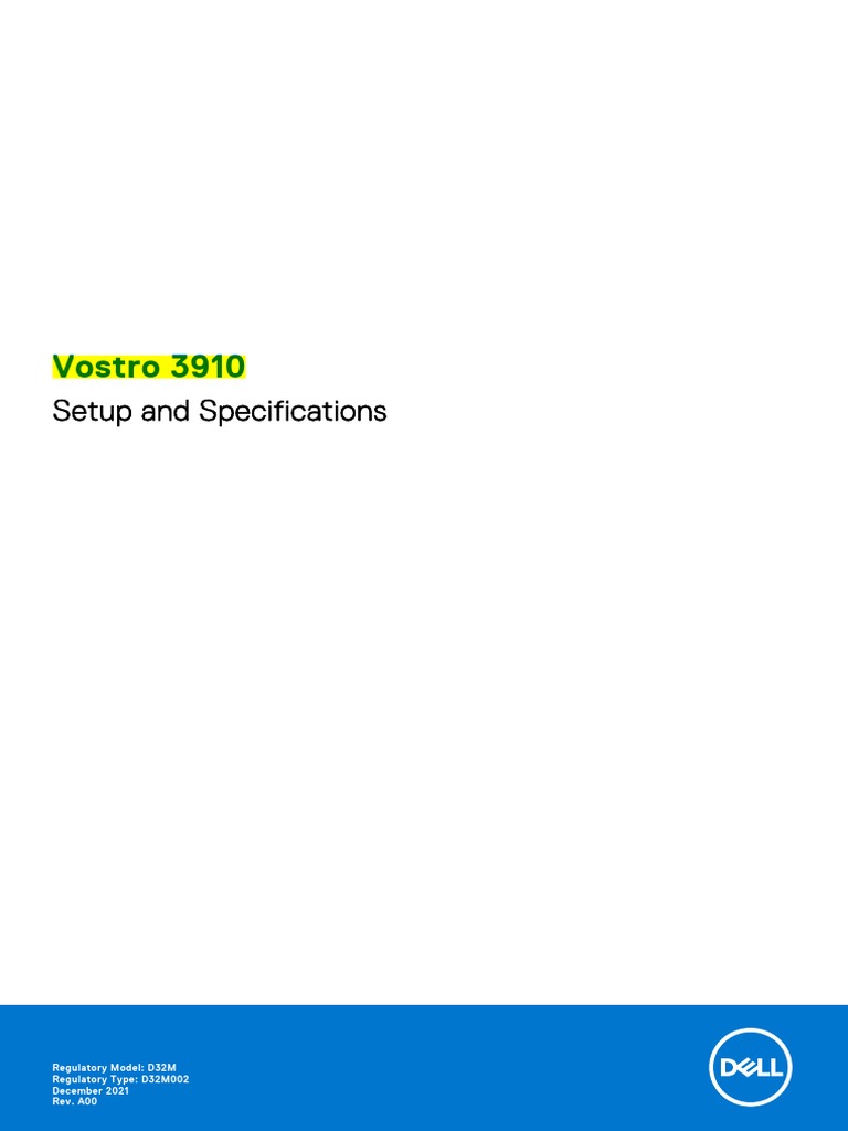 Vostro 3910 Setup and Specs Guide | PDF