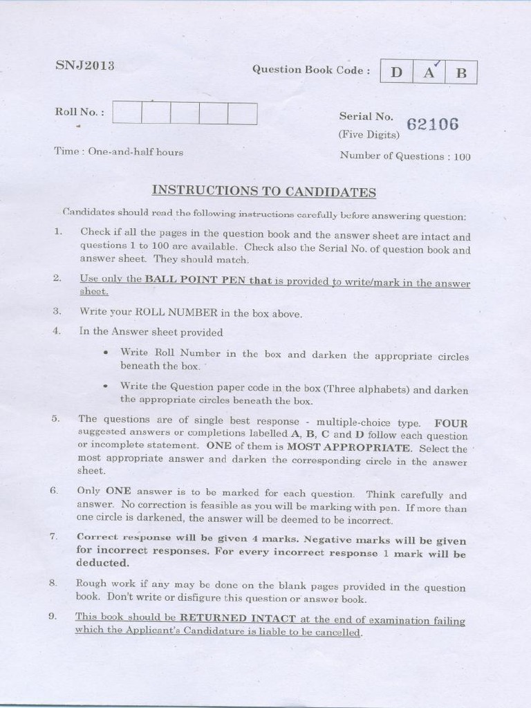 OSSSC Laboratory Technician DMLT Model Paper PDF 1 | PDF