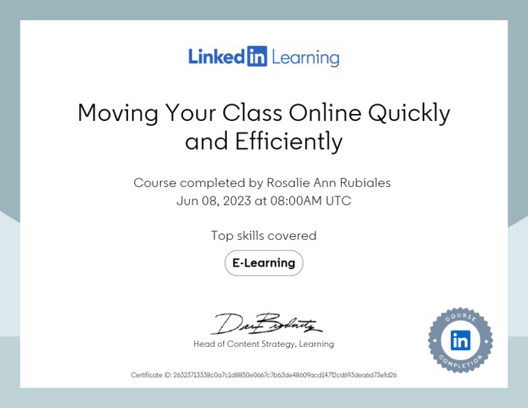 LinkedIn Learning Certificate | PDF