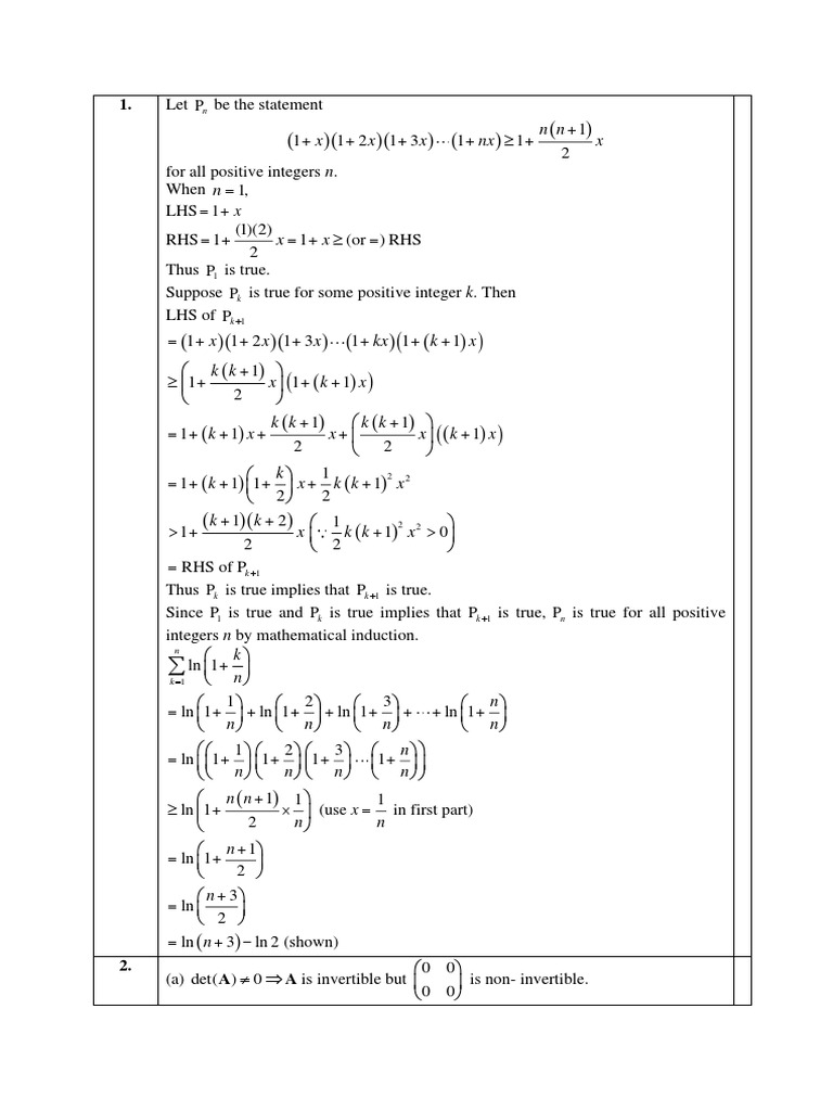 H2 Further Math ACJC-NJC-RVHS - H2 - FM - Prelim - 2022 - P2 - Solutions | PDF