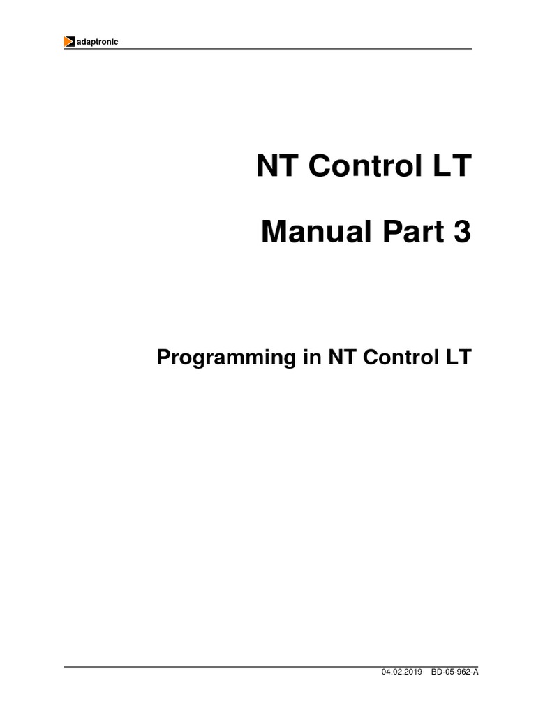 BD05962 - NT Control LT Part 3 Programming | PDF BD05962 - NT Control LT Part 3 Programming | PDF