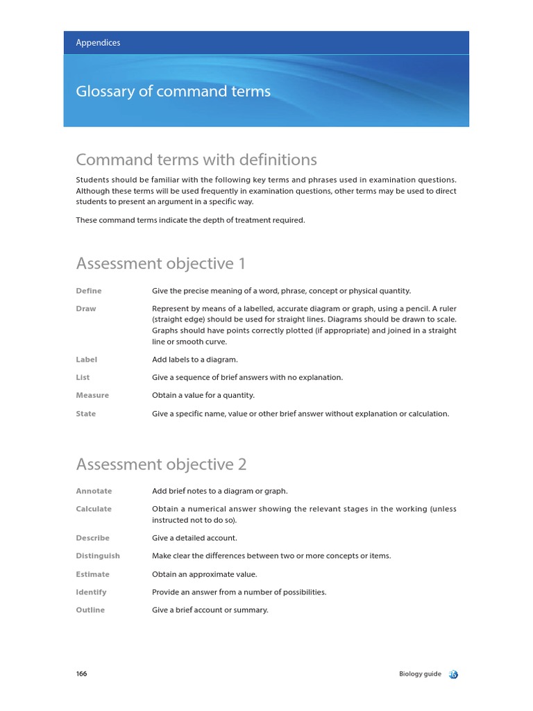 Glossary of IB Biology Command Terms | PDF | Hypothesis | Deductive ...