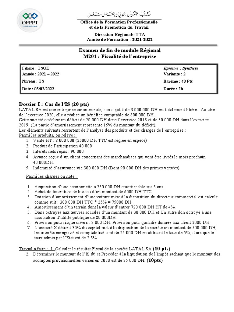 Proposition EFM Fiscalité TSGE V2 | PDF
