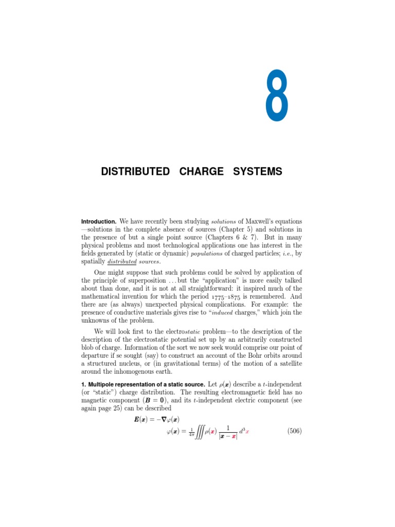 Chapter 8 Distributed Charge Systems | PDF | Electric Charge | Dipole Chapter 8 Distributed Charge Systems | PDF | Electric Charge | Dipole