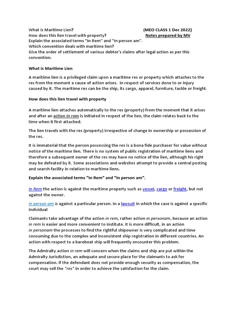 Maritime Lien - 043800 | PDF | Natural Resources Law | Property Law