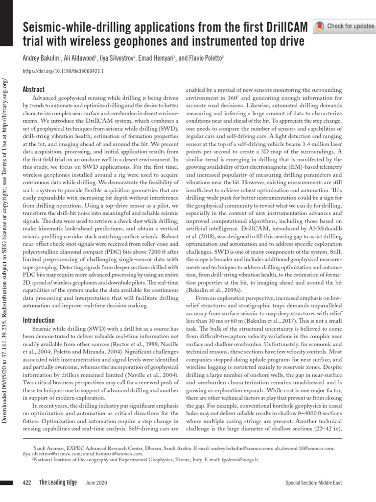 Seismic-while drilling applications from first DrillCAM trial with wireless geophones and ...