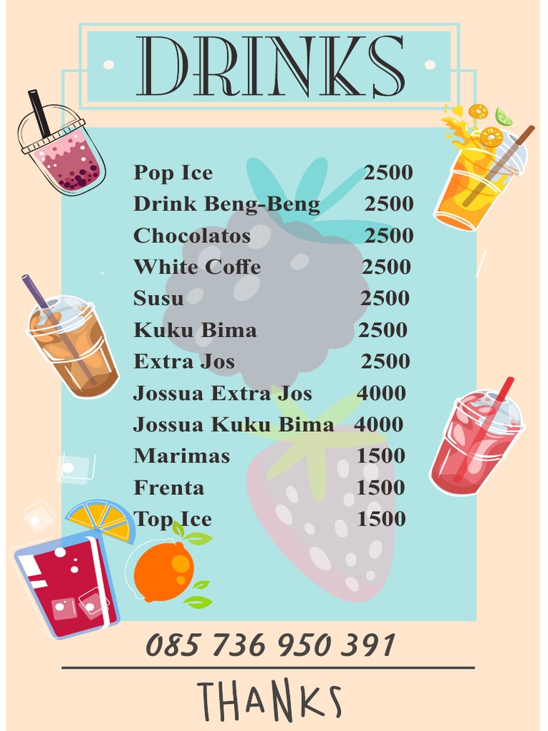 menu minuman contoh | PDF