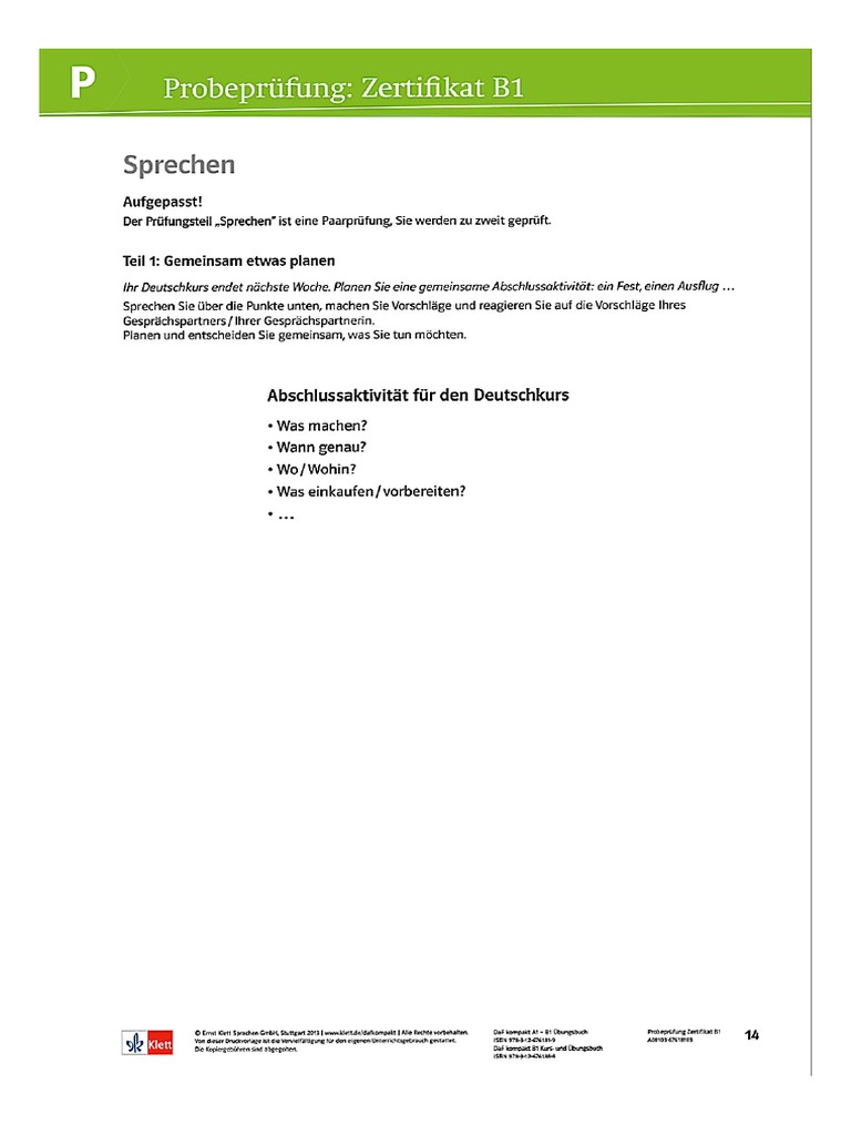 B1 Sprechen | PDF