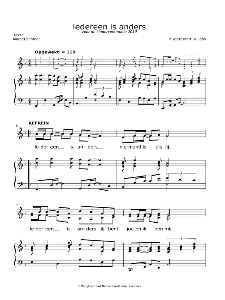Partituur 'Iedereen Is Anders' | PDF