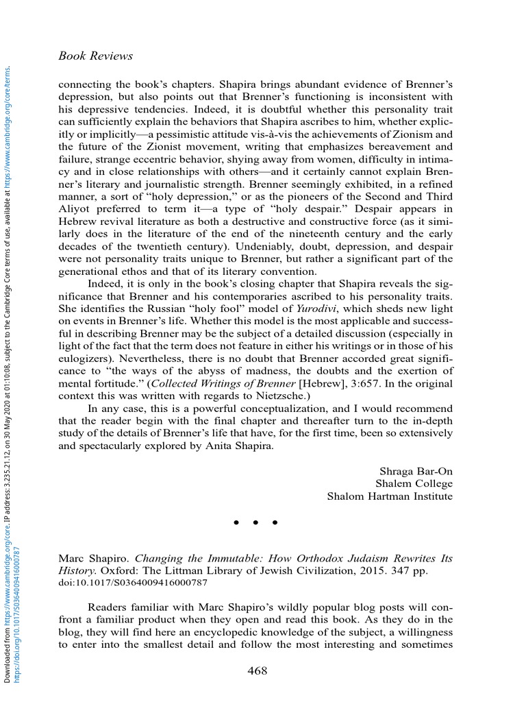 Marc Shapiro Changing The Immutable How | PDF | Orthodox Judaism | Halakha