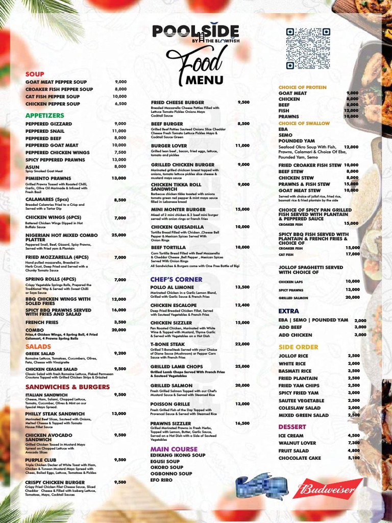 Pool Menu Food & Beverages | PDF