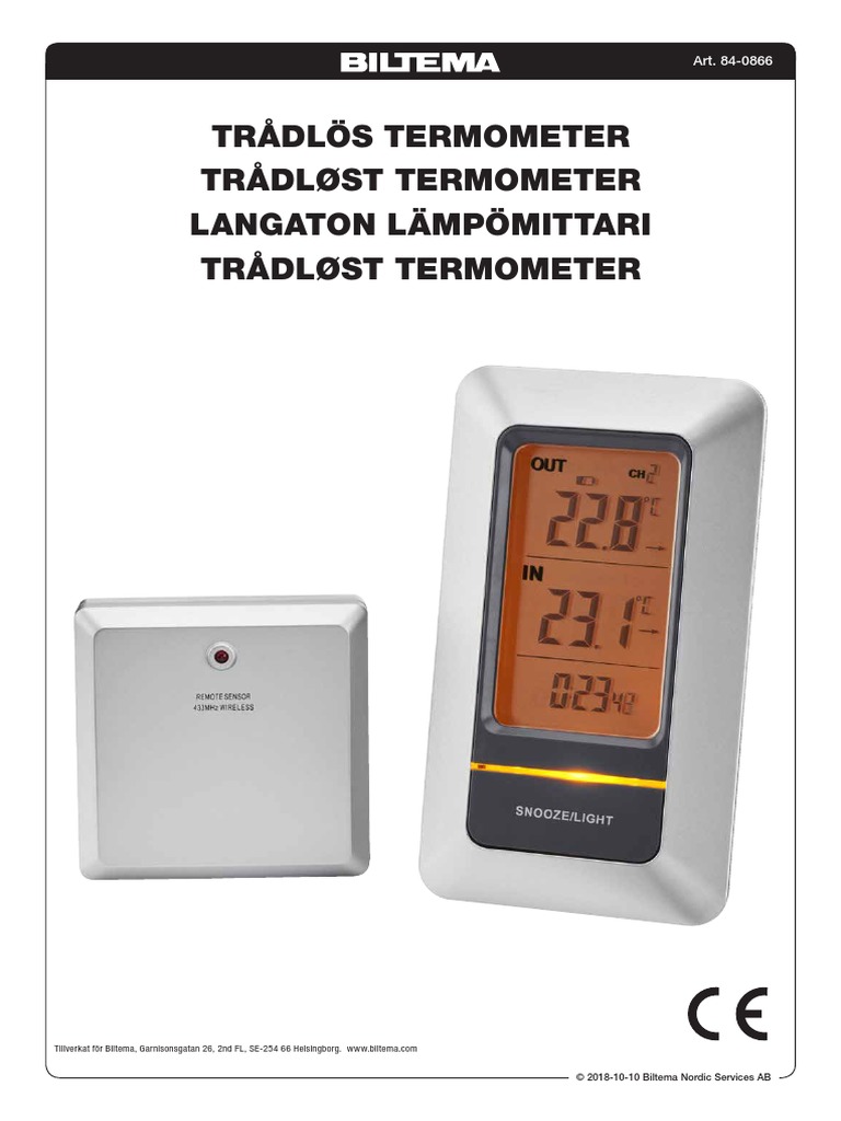 Biltema Trådlös Termometer Manual | PDF