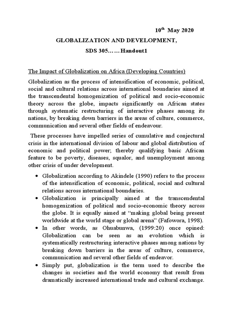 Handout 1 Globalization | PDF