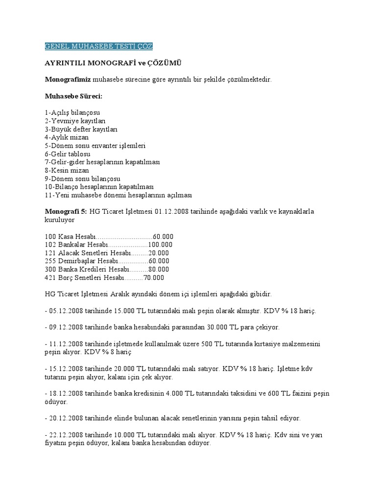 Muhasebe Ornek Cozumlu Monografi | PDF