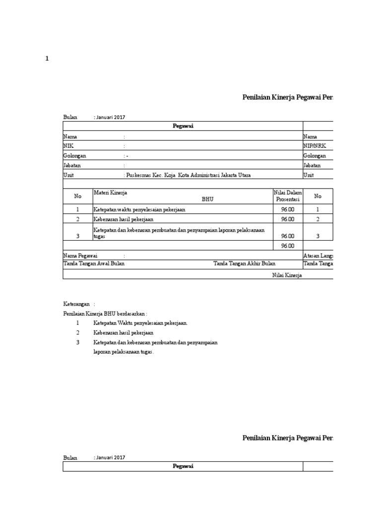 Penilaian Konerja Bhu Dan Bpu | PDF