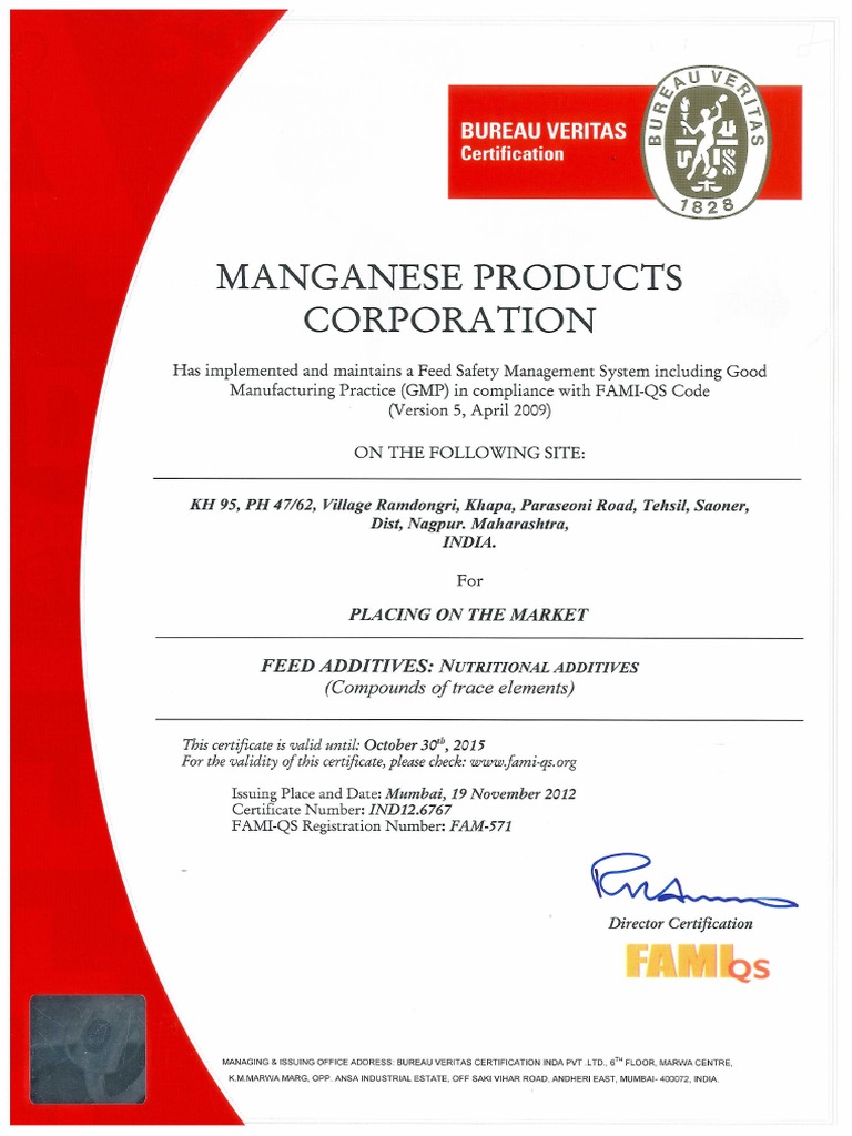 FAMI-QS certificate | PDF