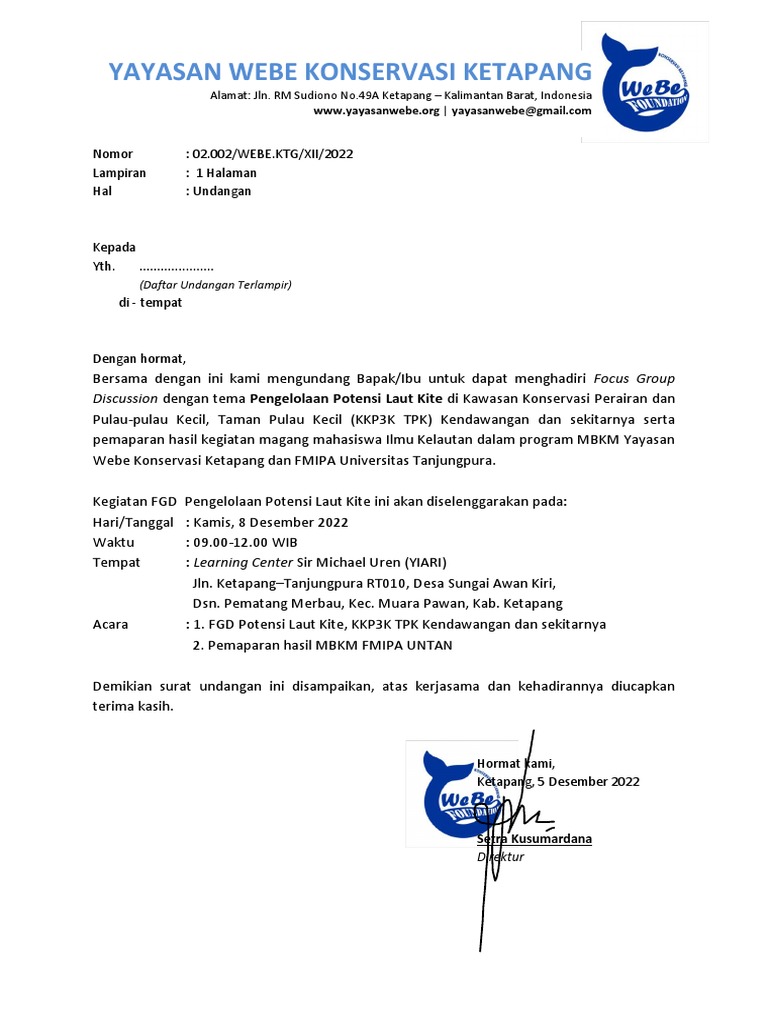 YW - Undangan FGD Webe KTG 2022 | PDF