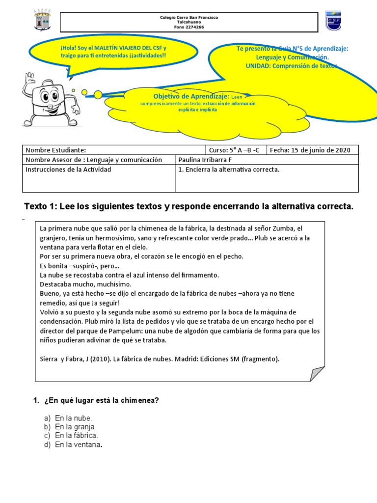 Guia 5 Maletin. 5to Básico | PDF