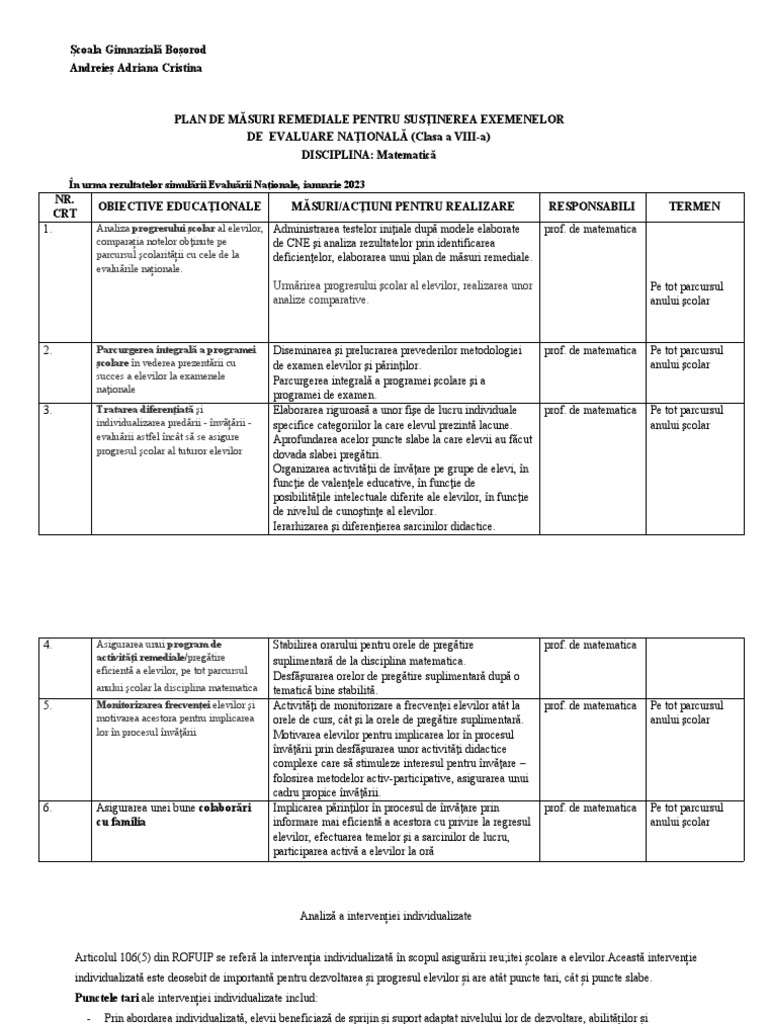 Tema 3 - Plan individualizat de învățare (1) | PDF