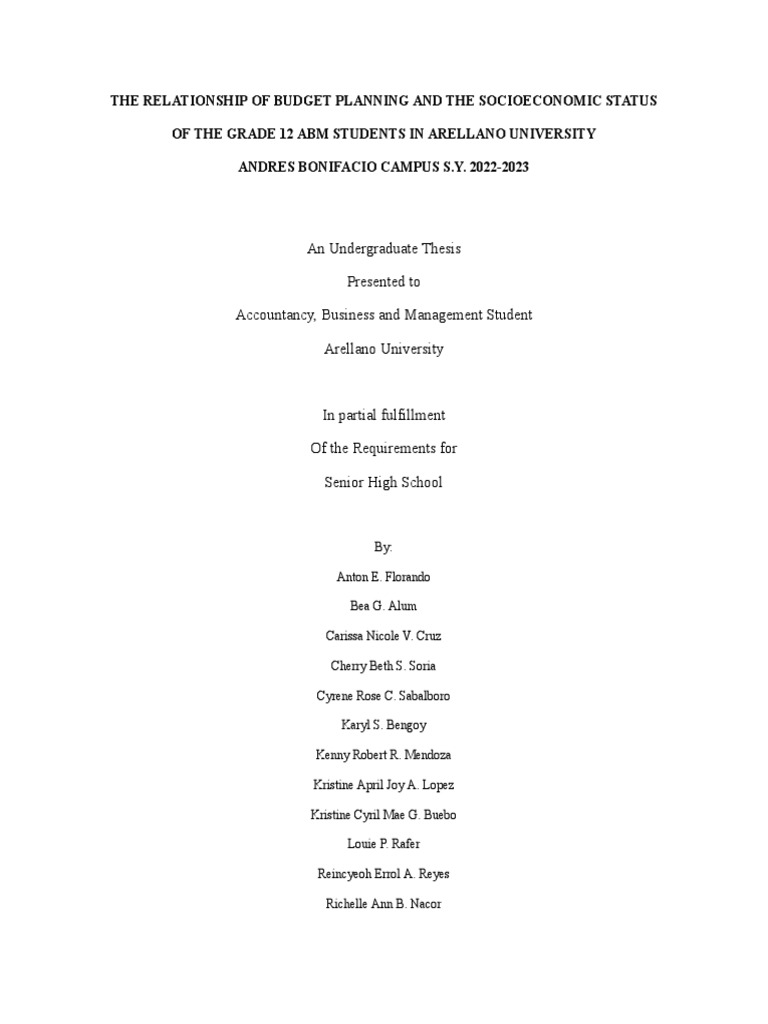 The Relationship of Budget Planning and The Socioeconomic Status | PDF ...
