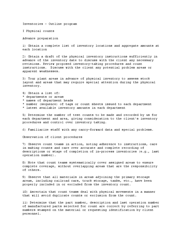 Inventory Audit Program | PDF