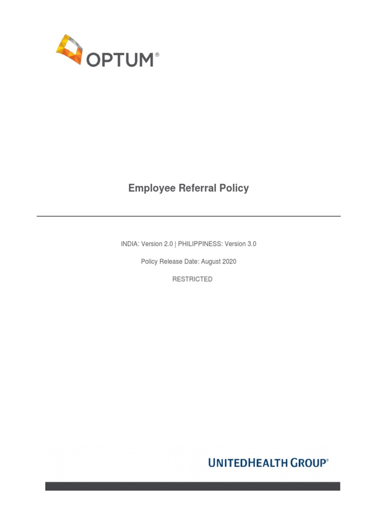 Employee Referral Policy August 2020 - Final Policy Document | PDF ...
