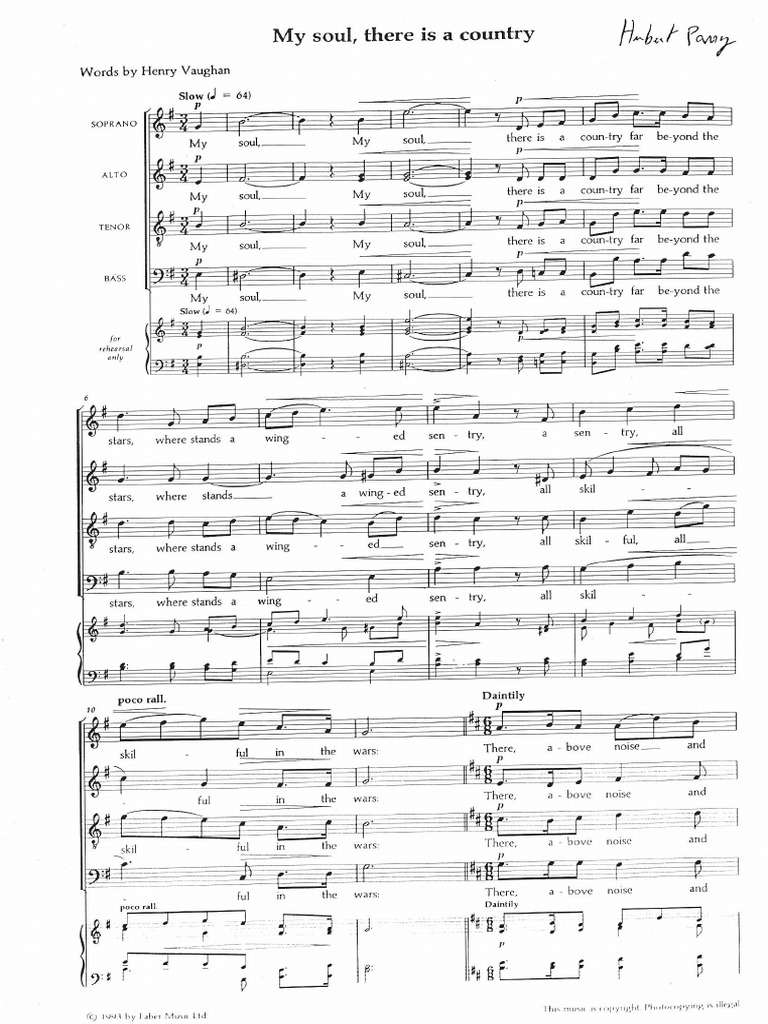 Hubert Parry (1848-1918) - My Soul, There Is A Country A | PDF
