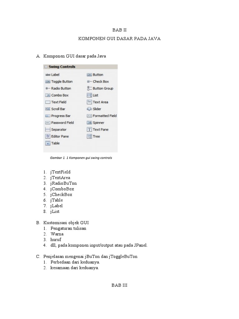 Komponen GUI dasar pada Java dan event | PDF