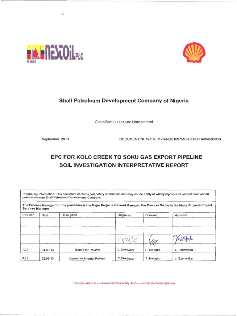 Soil Report for Kolo Creek-Soku Pipeline | PDF | Geotechnical ...