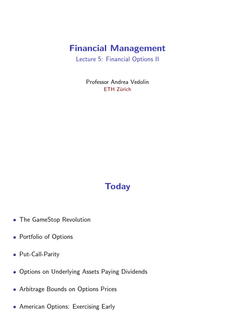 Lecture 5:financial Management | PDF | Option (Finance) | Put Option