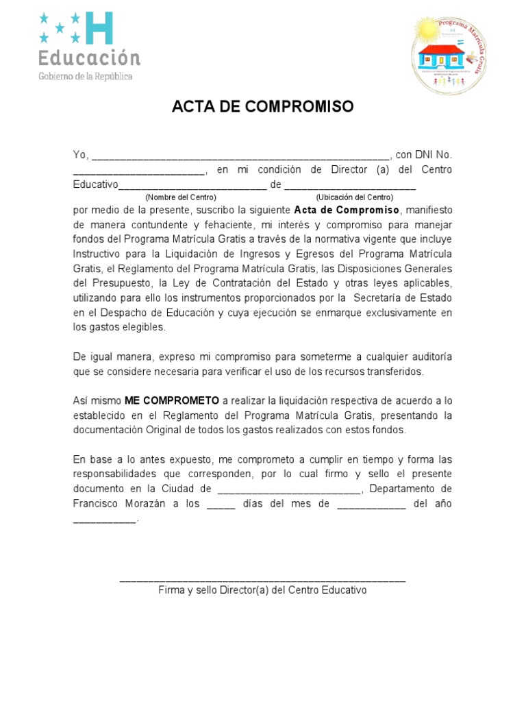 Acta de Compromiso | PDF