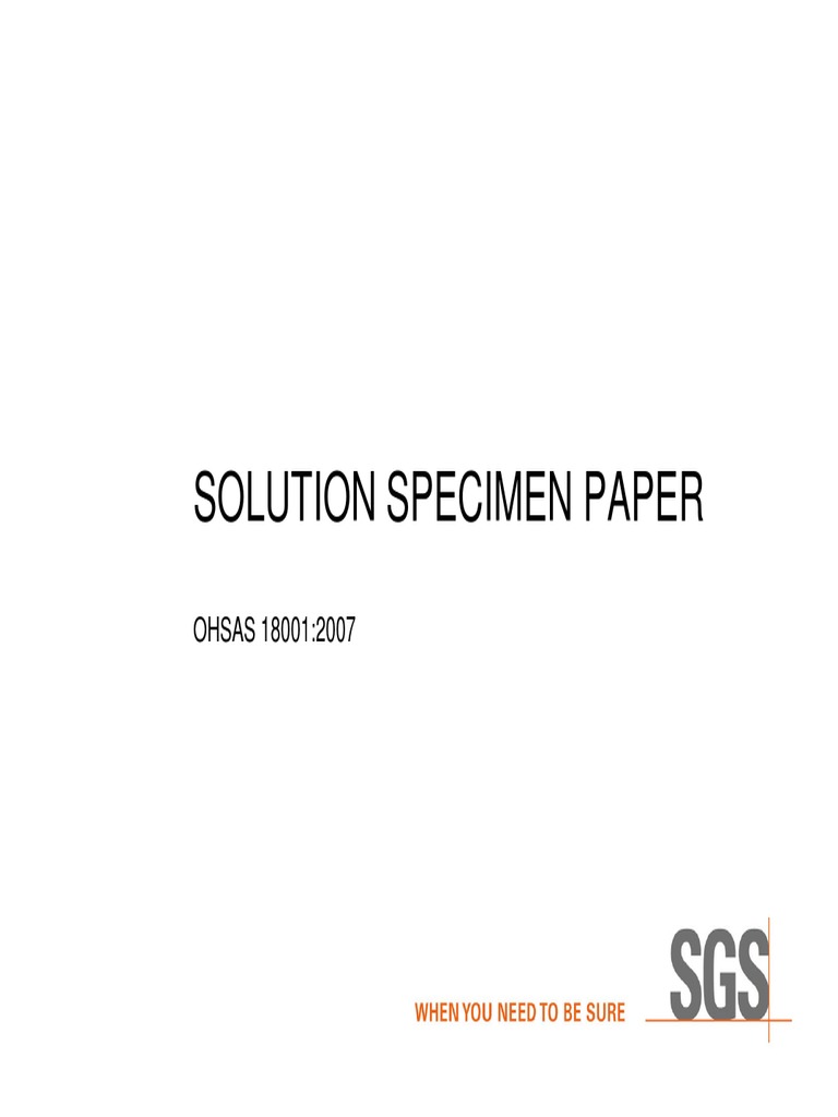 Specimen Paper | PDF | Audit | Occupational Safety And Health
