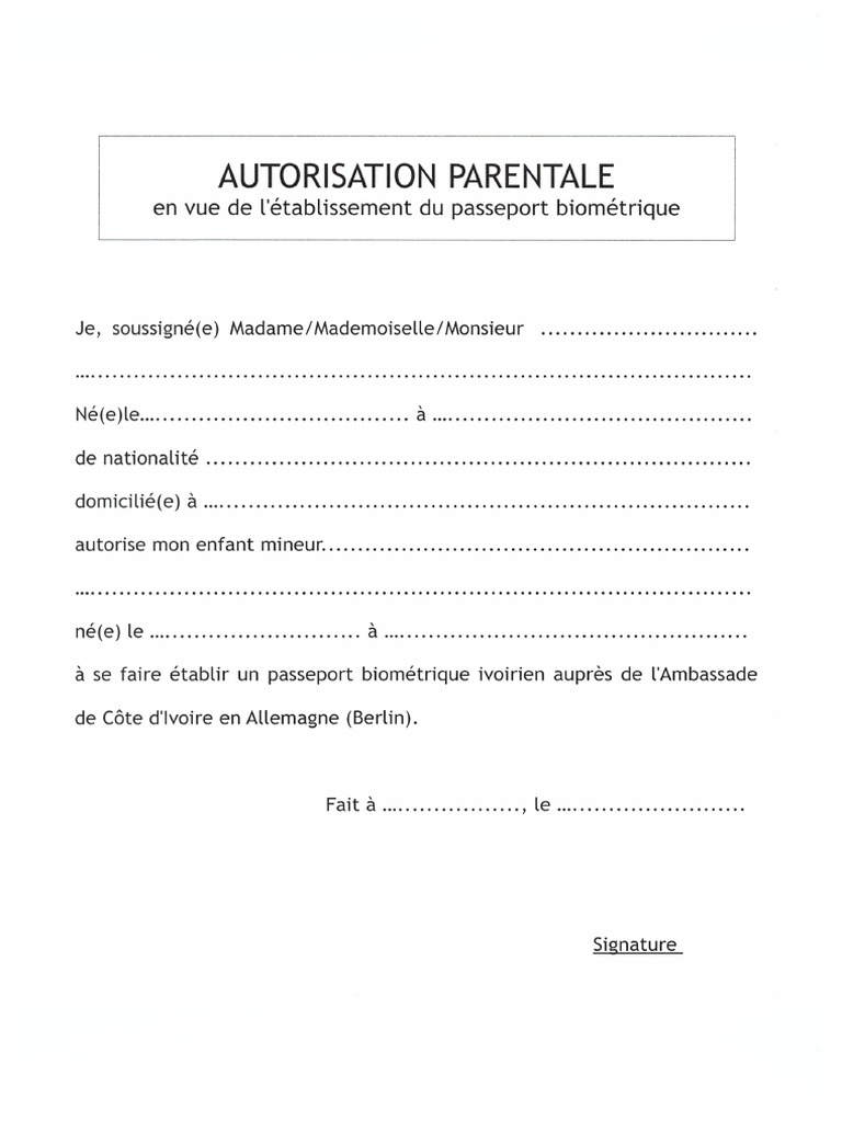 Autorisation Parentale | PDF