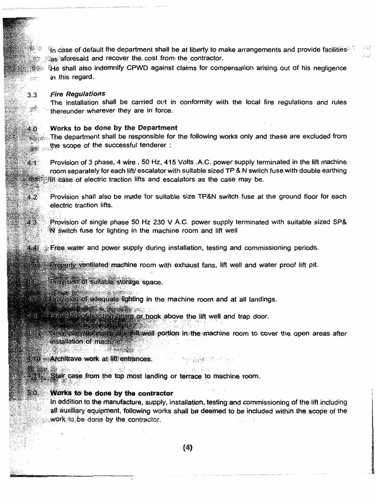 Scope of Works Lifts CPWD | PDF