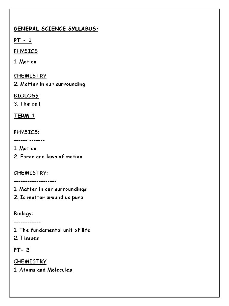 Ix Science Syllabus 2023-24 | PDF