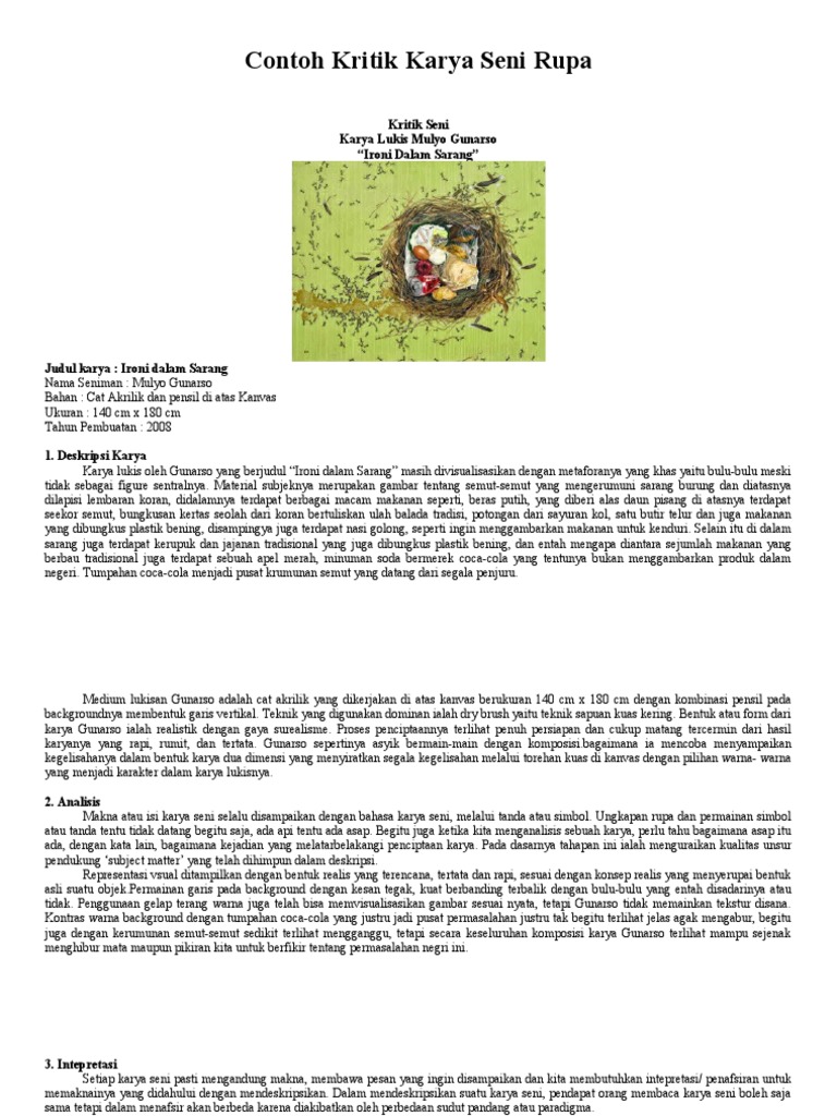 Contoh Kritik Karya Seni Rupa | PDF