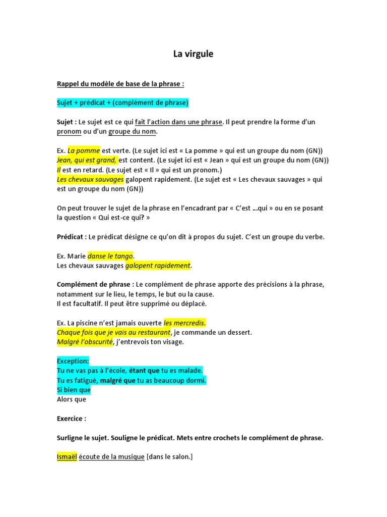 Règles d'utilisation de la virgule | PDF