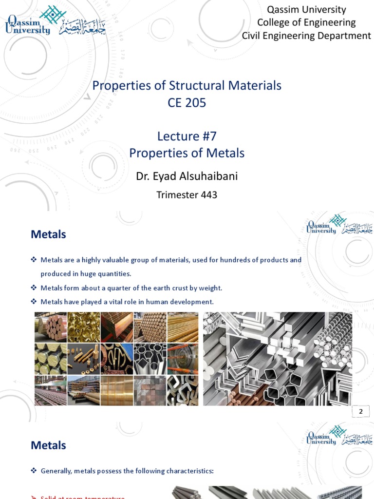 L7 - Properties of Metals | PDF | Metals | Steel