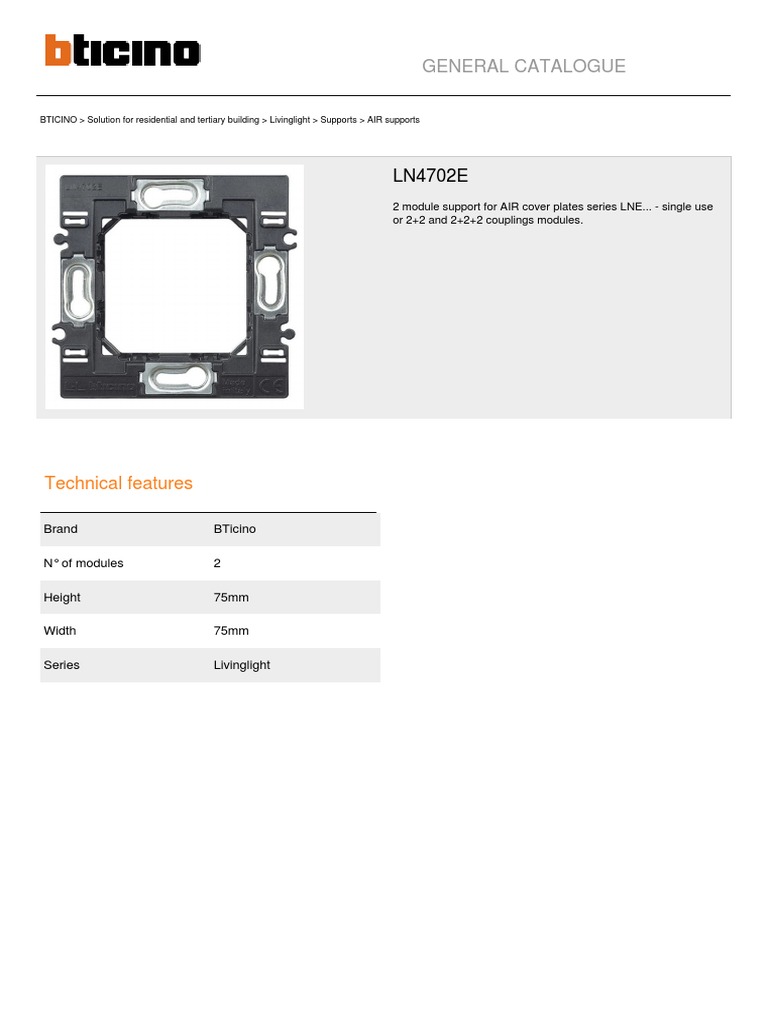 BTicino BTI-LN4702E | PDF