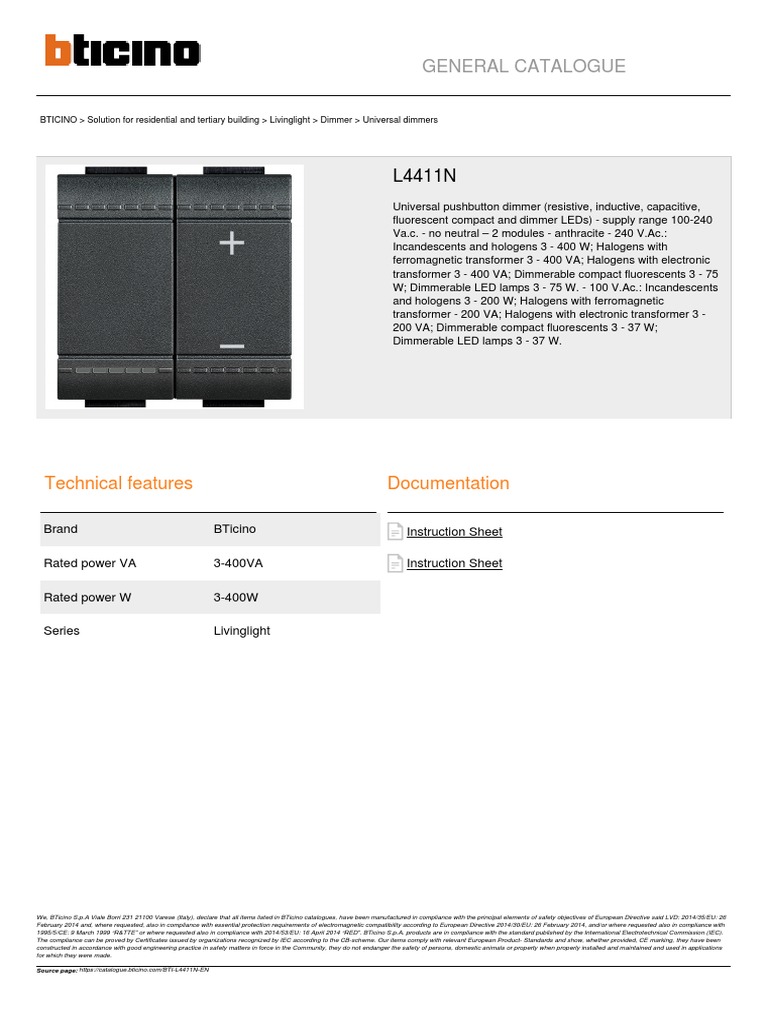 BTicino BTI-L4411N | PDF