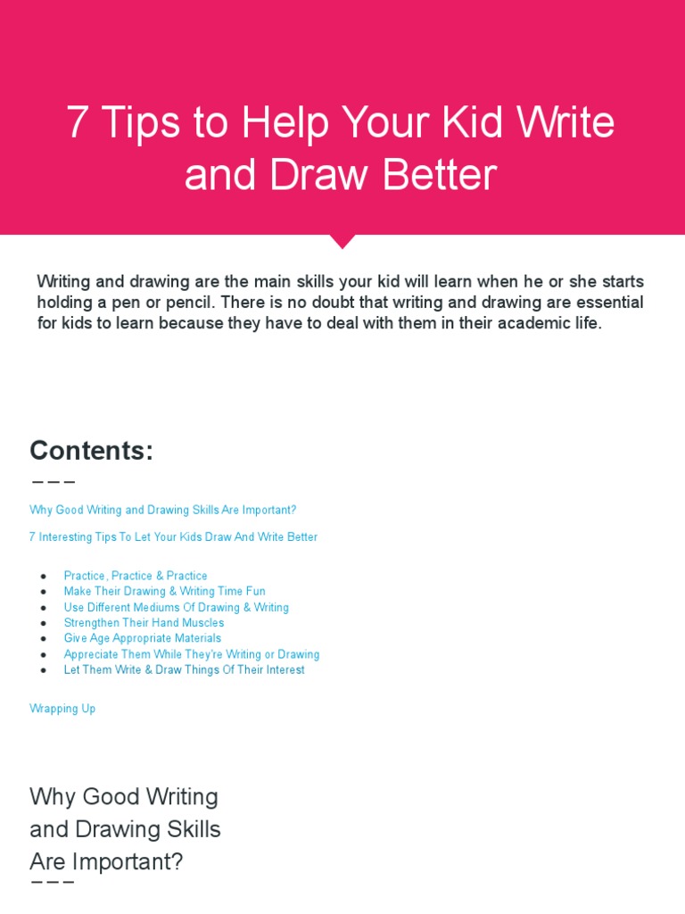 7 Tips To Help Your Kid Write and Draw Better | PDF | Self-Improvement ...