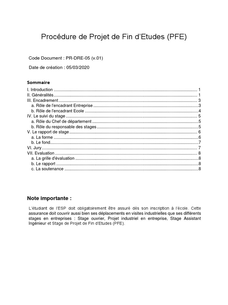 Procédure PFE | PDF | Pédagogie | Business