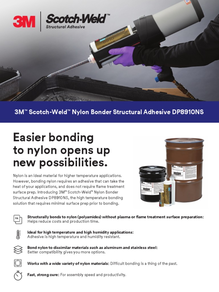 3M Scotch Weld Nylon Bonder Structural Adhesive DP8910NS Flyer | PDF ...