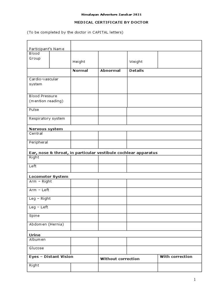 Medical Certificate by Doctor | PDF