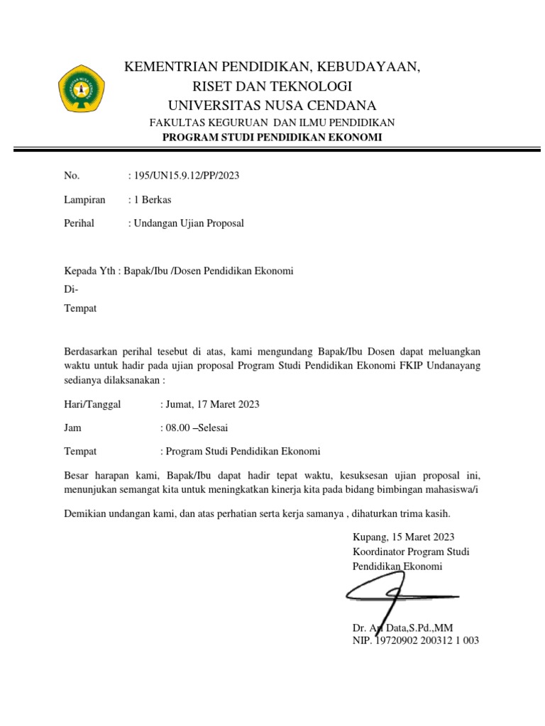 Undangan Ujian Proposal | PDF