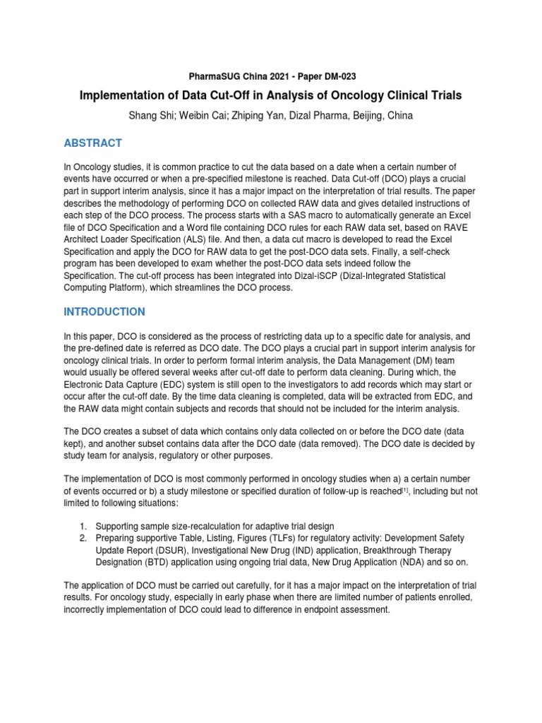Data Cut-Off in Oncology Trials | PDF | Computers | Technology ...