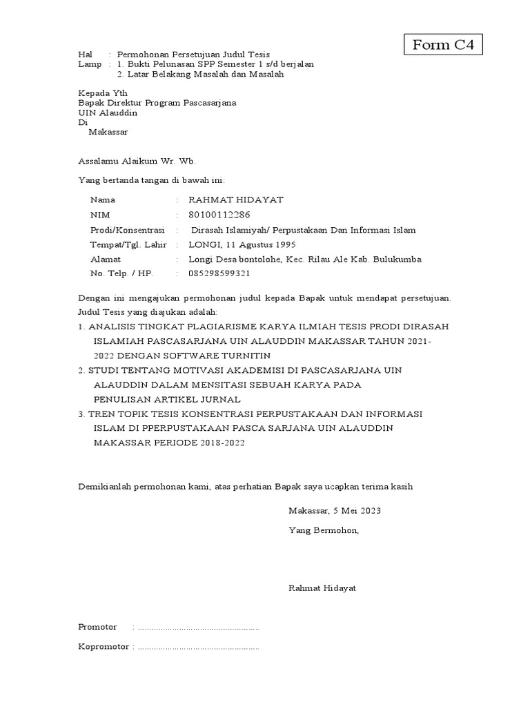 11 Formulir Pengajuan Judul S2-New1 | PDF